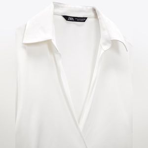Zara | Tops | Zara White Satin Effect Tied Top | Poshmark